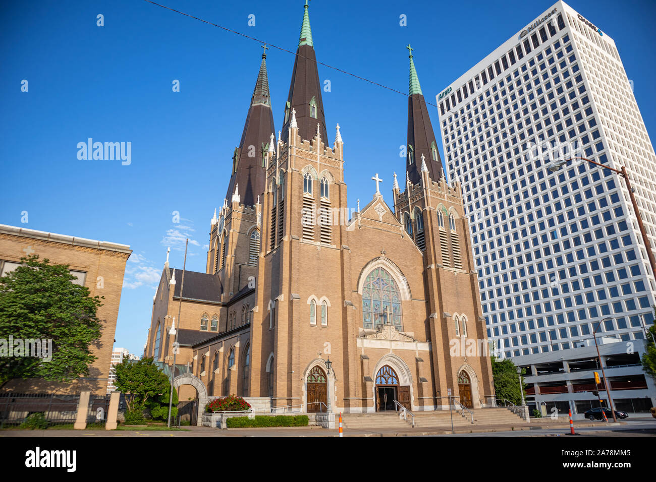 Tulsa, Oklahoma, USA. May 13, 2019. Holy Family Cathedral is a catholic ...