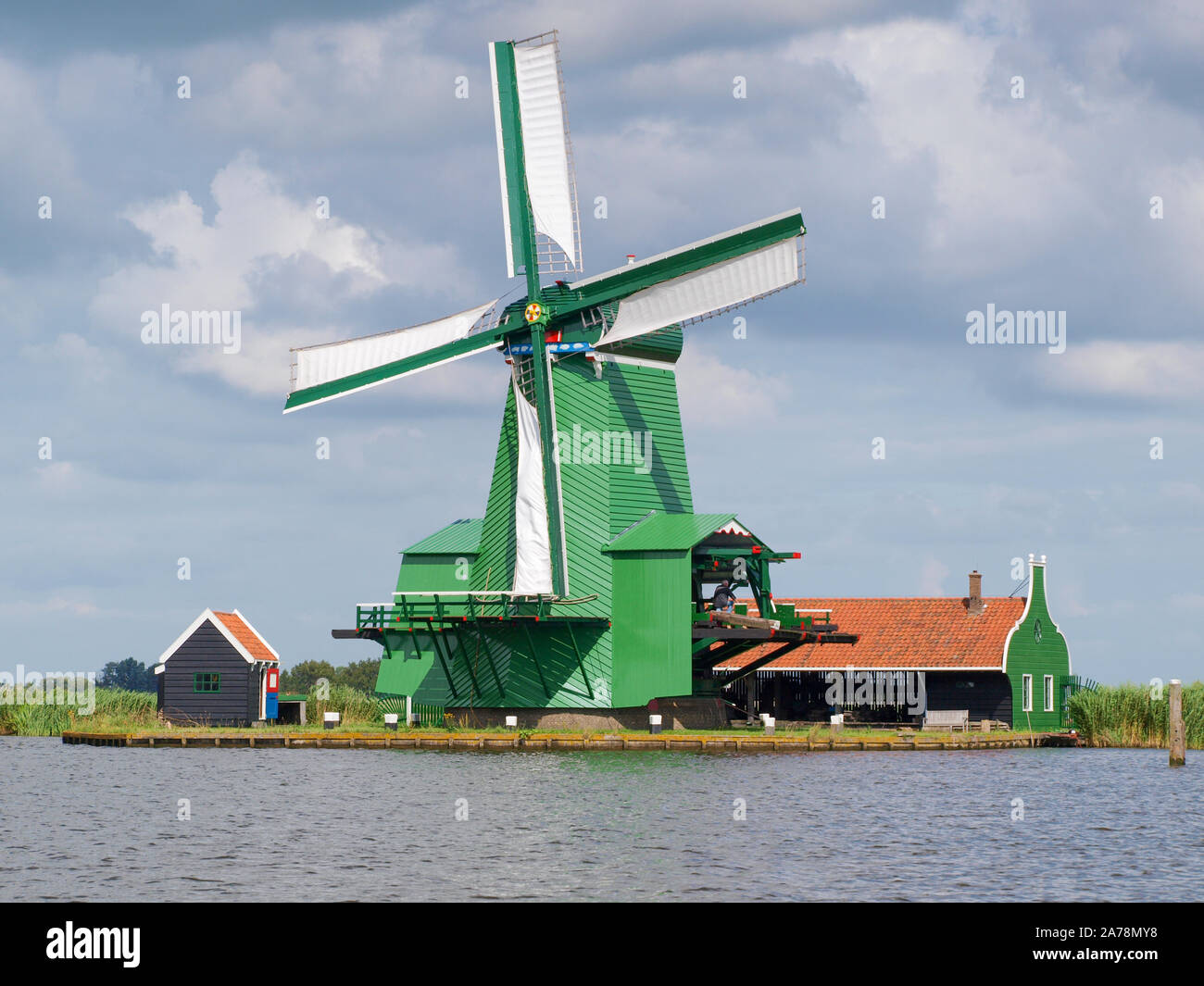 Holland Windmill at the Zaanse Schans. These windmills were used to saw ...