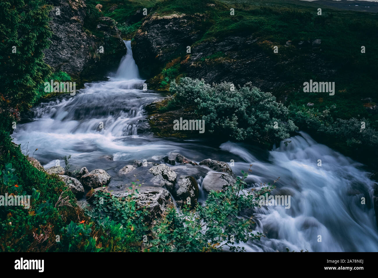 Waterfall mountain trees greenery hi-res stock photography and images ...