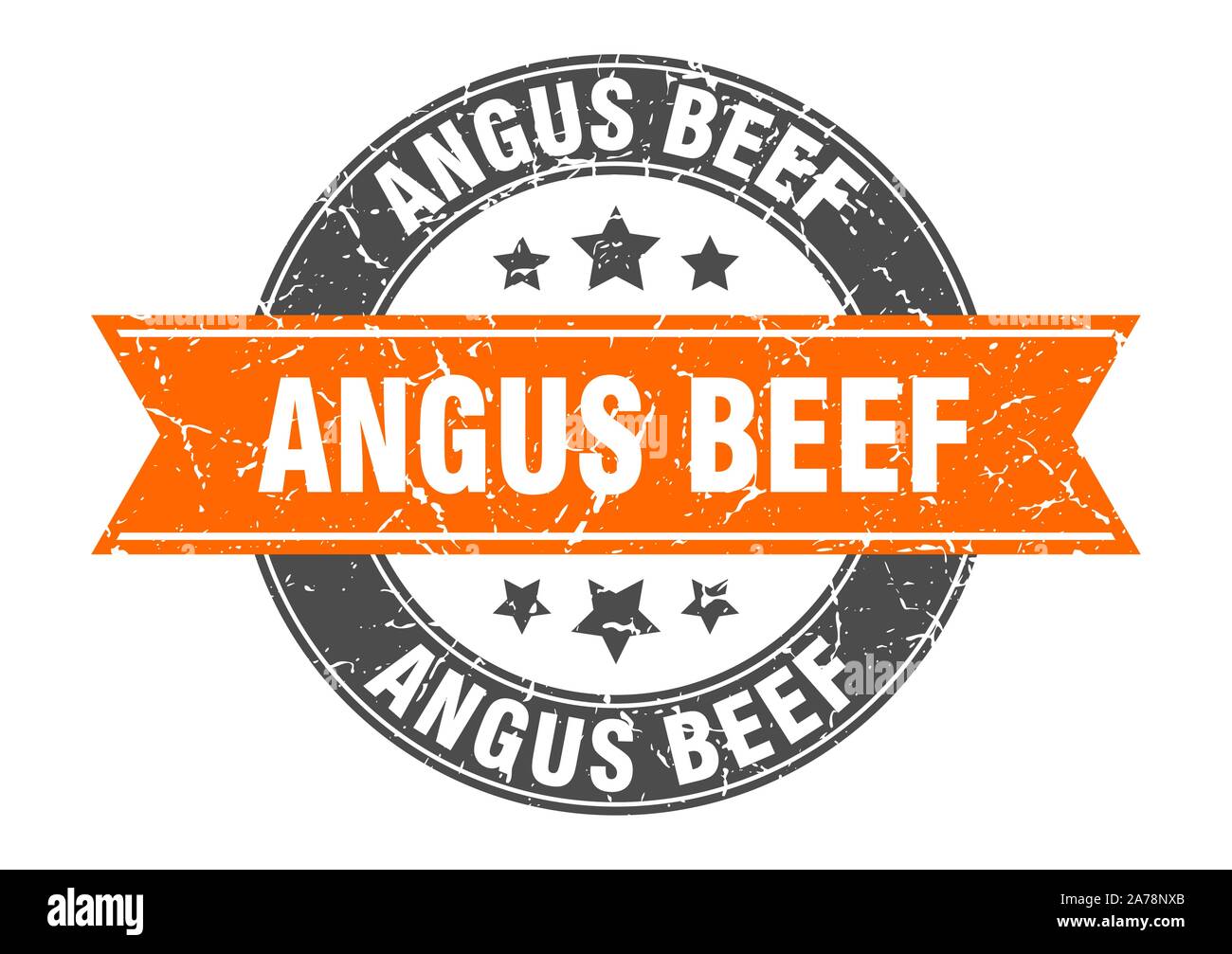angus beef round stamp with orange ribbon. angus beef Stock Vector ...