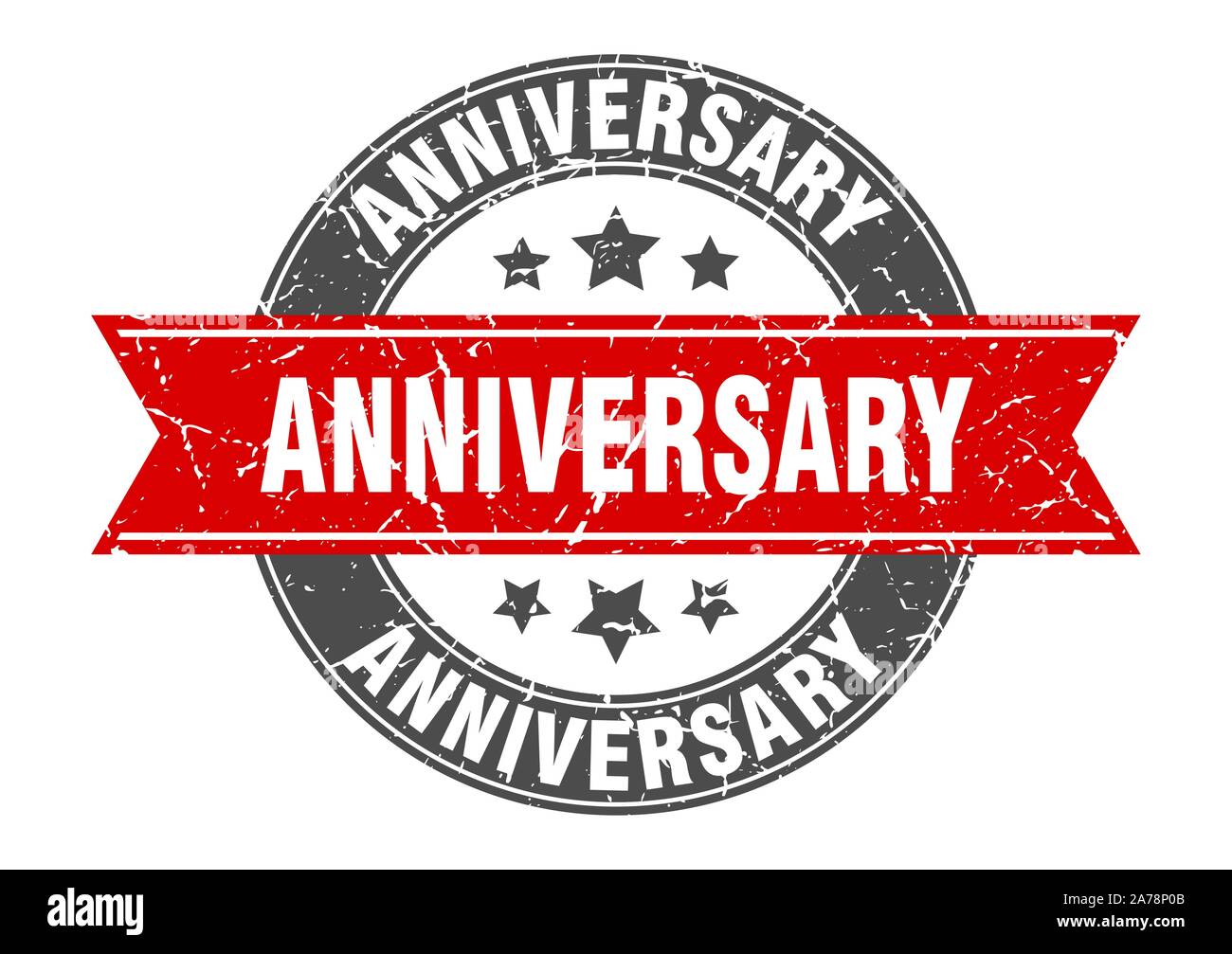 anniversary round stamp with red ribbon. anniversary Stock Vector Image ...