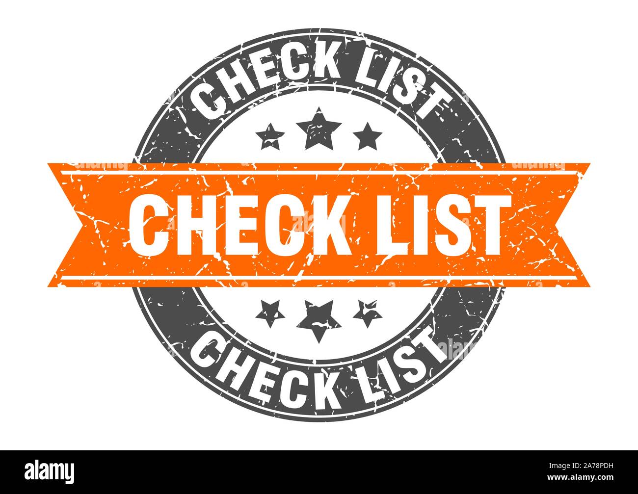 check list round stamp with orange ribbon. check list Stock Vector ...