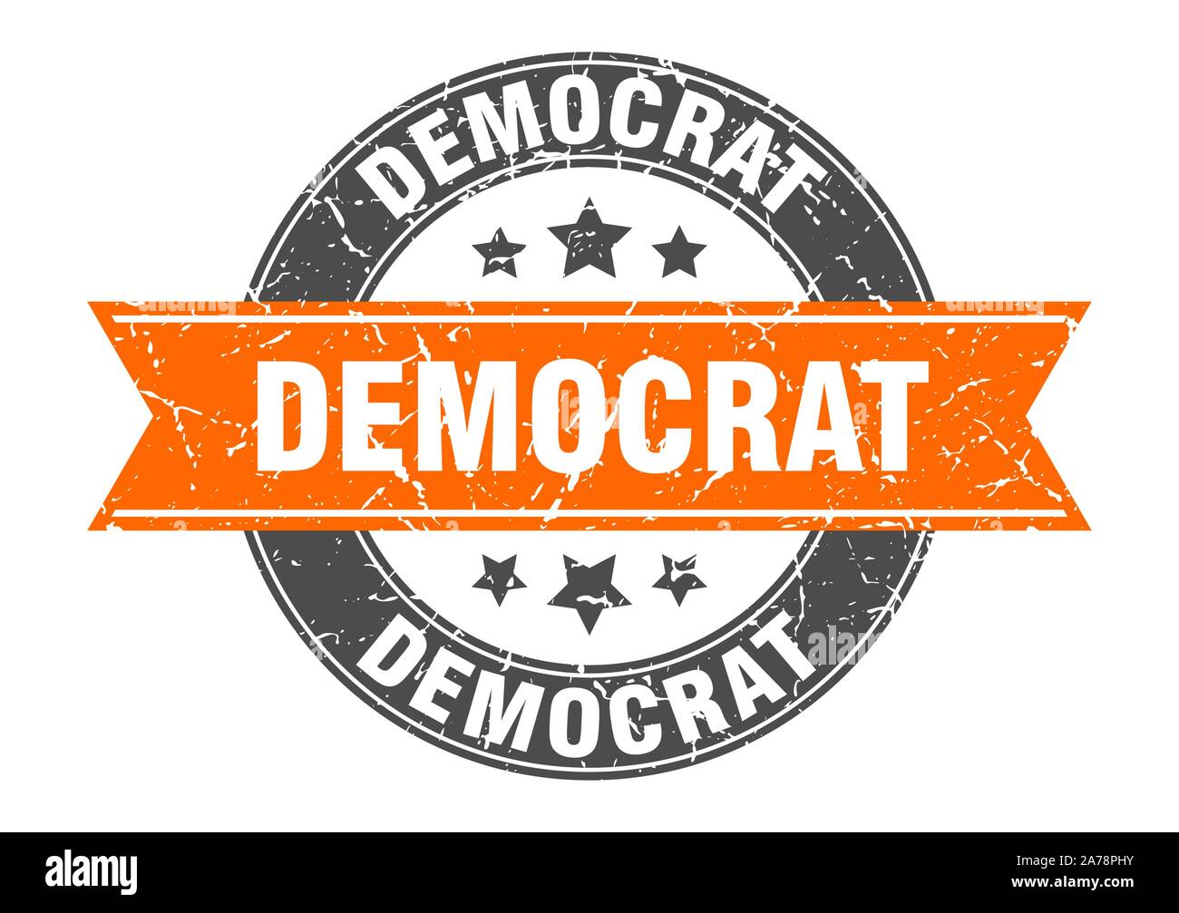 democrat round stamp with orange ribbon. democrat Stock Vector Image ...