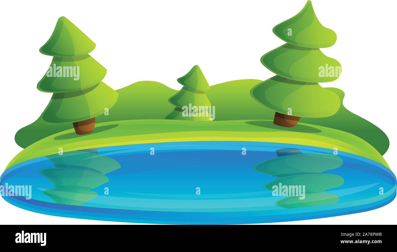 Fir tree lake icon. Cartoon of fir tree lake vector icon for web design ...
