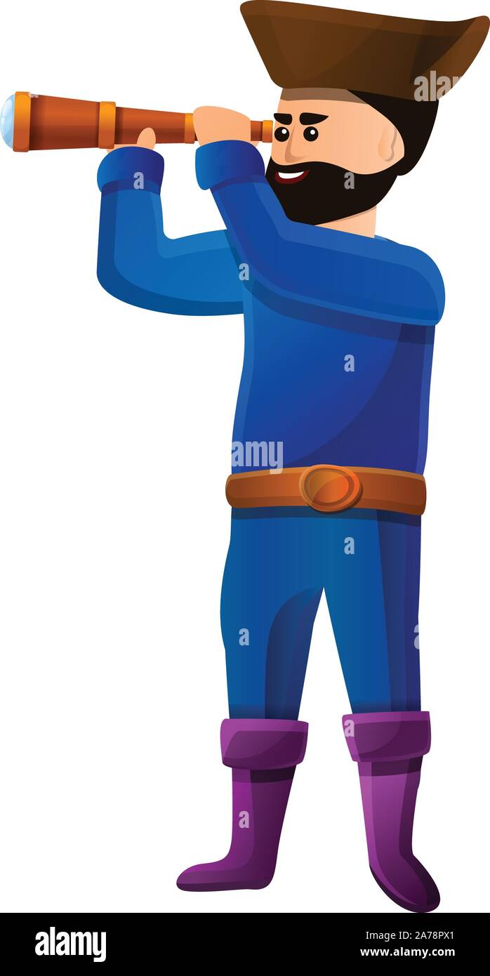 Pirate with spyglass icon. Cartoon of pirate with spyglass vector icon ... Pirate with spyglass icon. Cartoon of pirate with spyglass vector icon ...