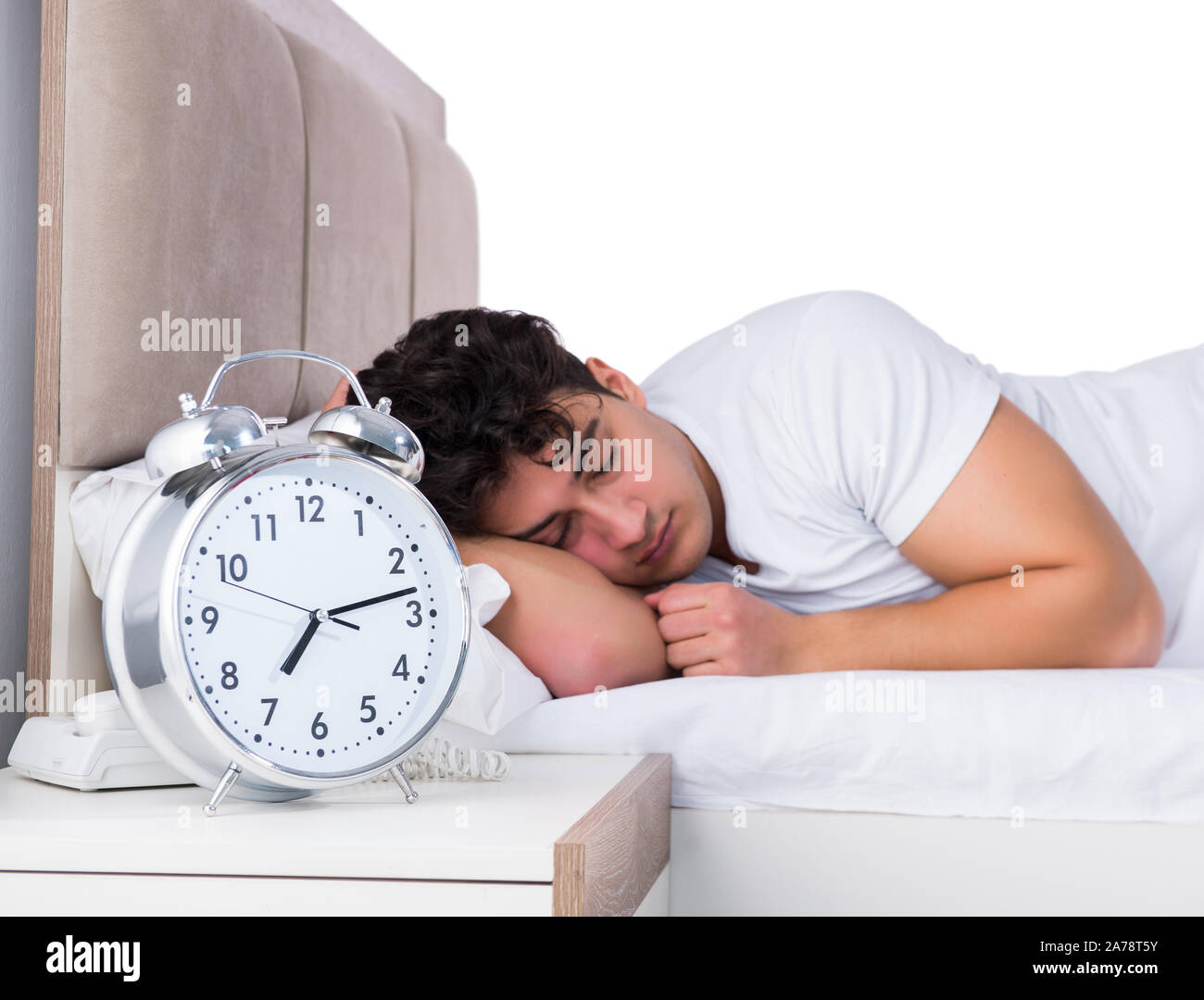 The man in bed suffering from insomnia Stock Photo - Alamy