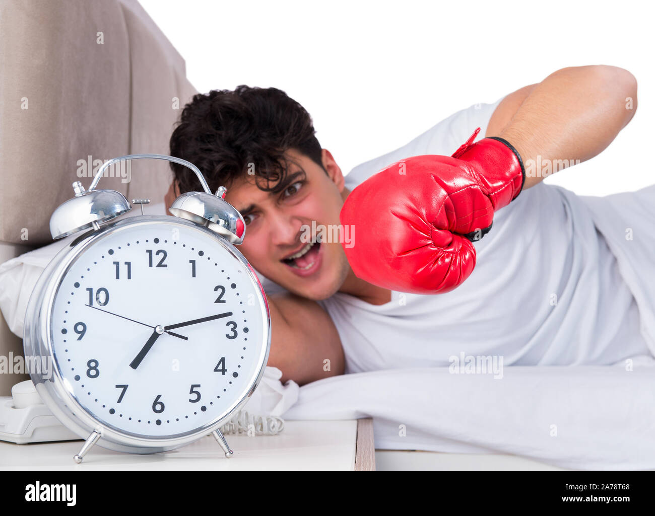 The man in bed suffering from insomnia Stock Photo - Alamy