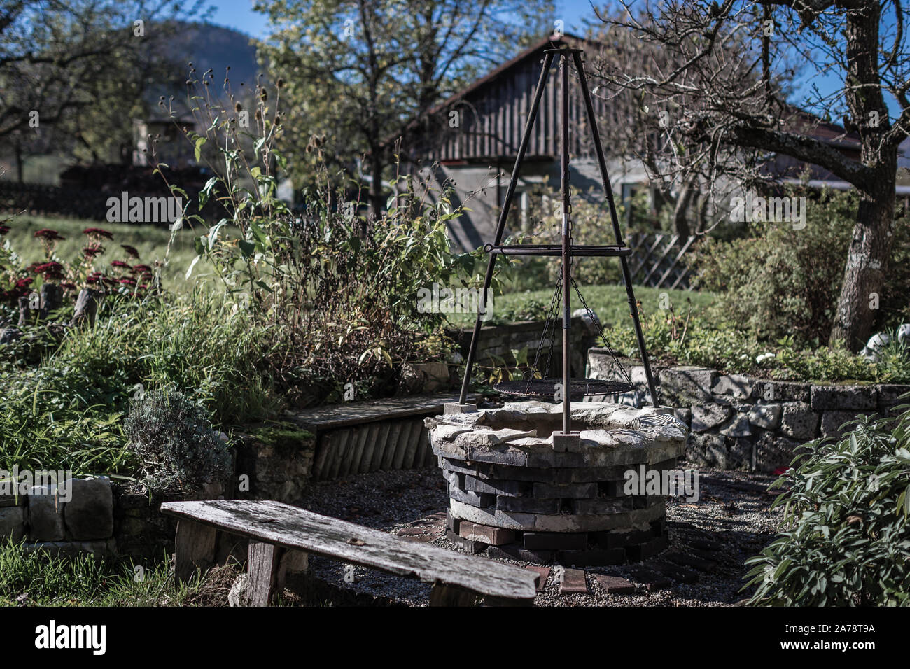 A typical German garden in Talheim, Baden Württemberg, Germany Stock ...
