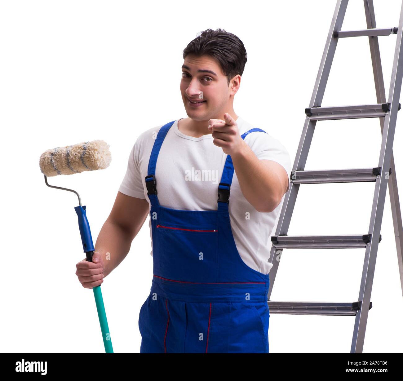 The young painter contractor isolated on white background Stock Photo ...