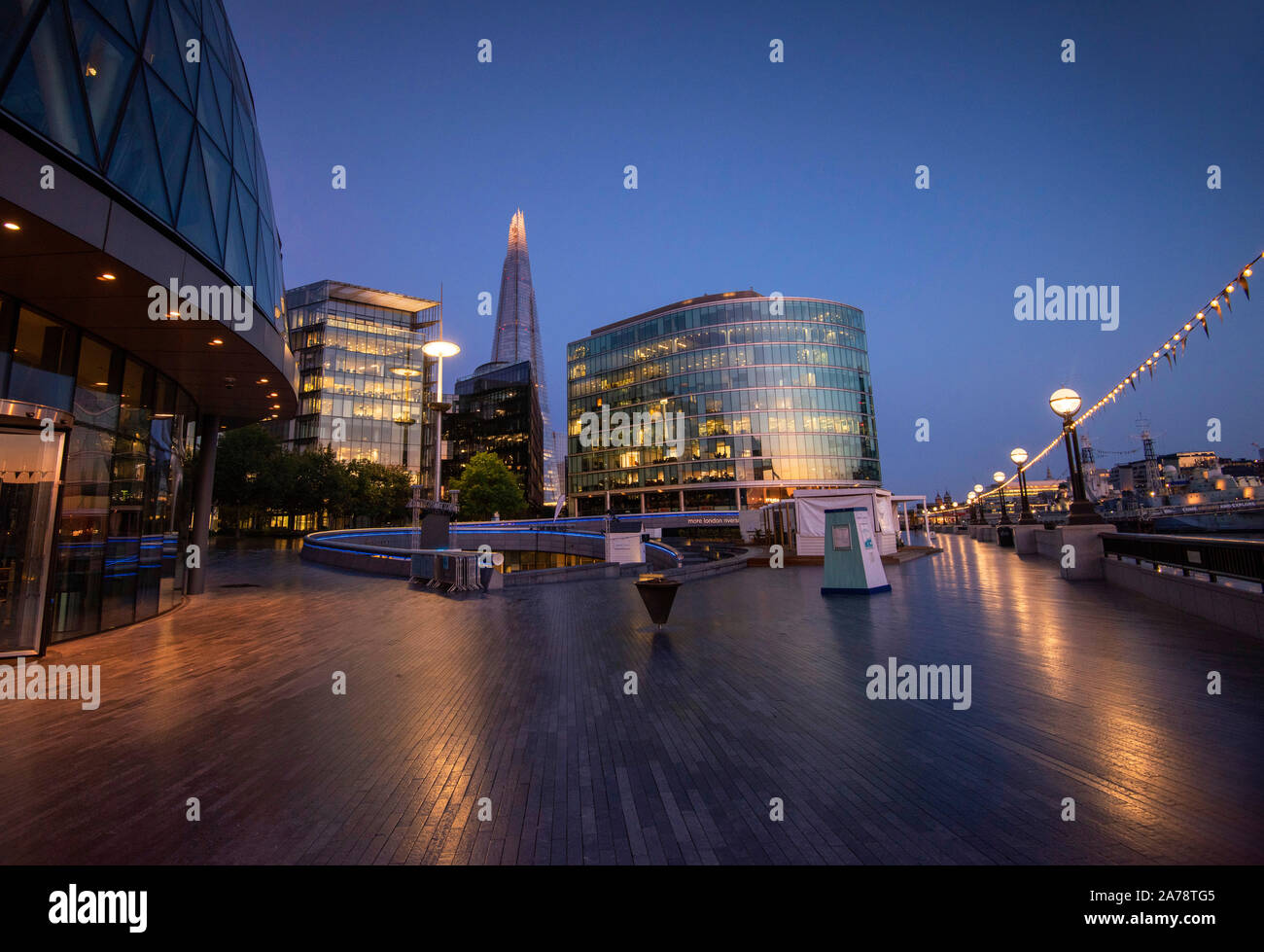 Summer sunrise at More London Place by the Riverside on the Southbank ...