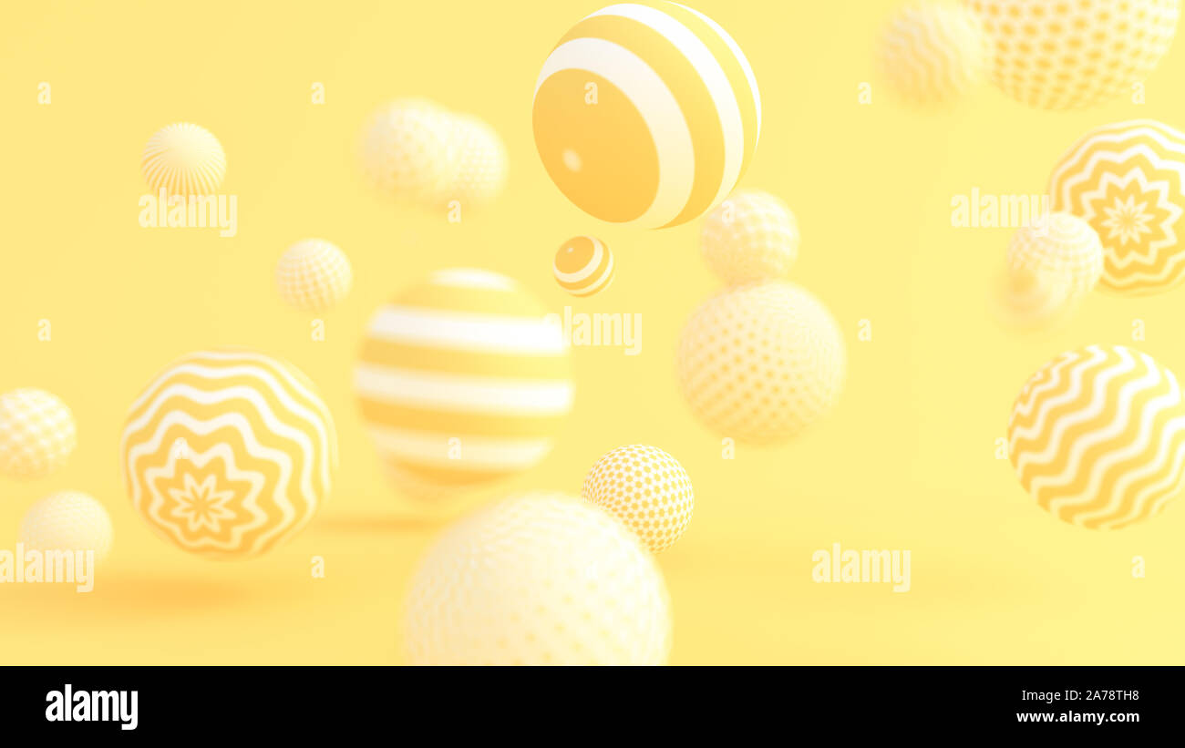 Yellow background with balls. 3d rendering, 3d illustration Stock Photo ...
