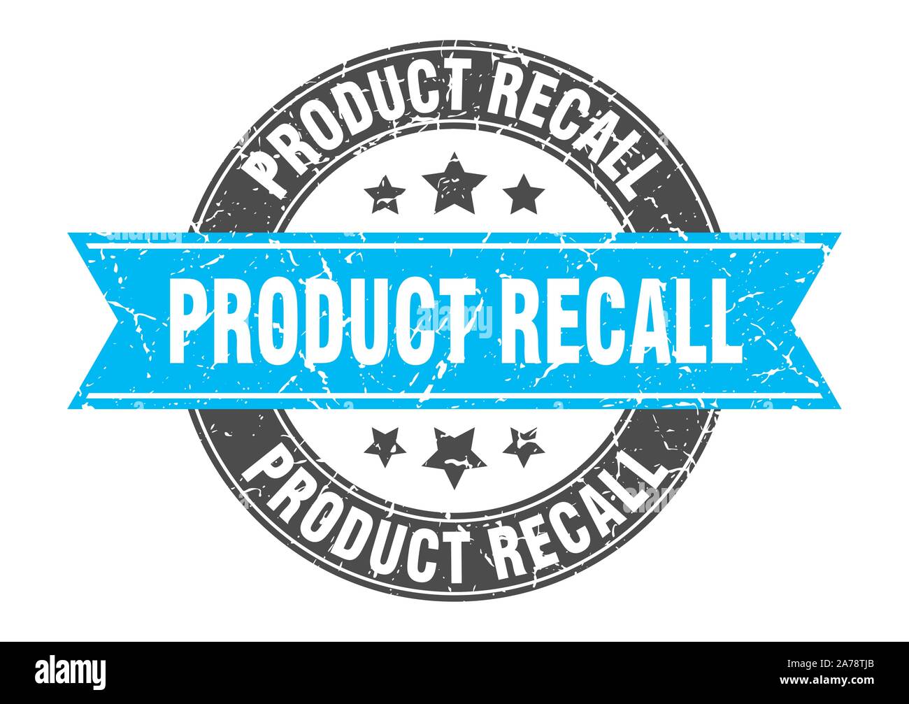 product recall round stamp with turquoise ribbon. product recall Stock ...