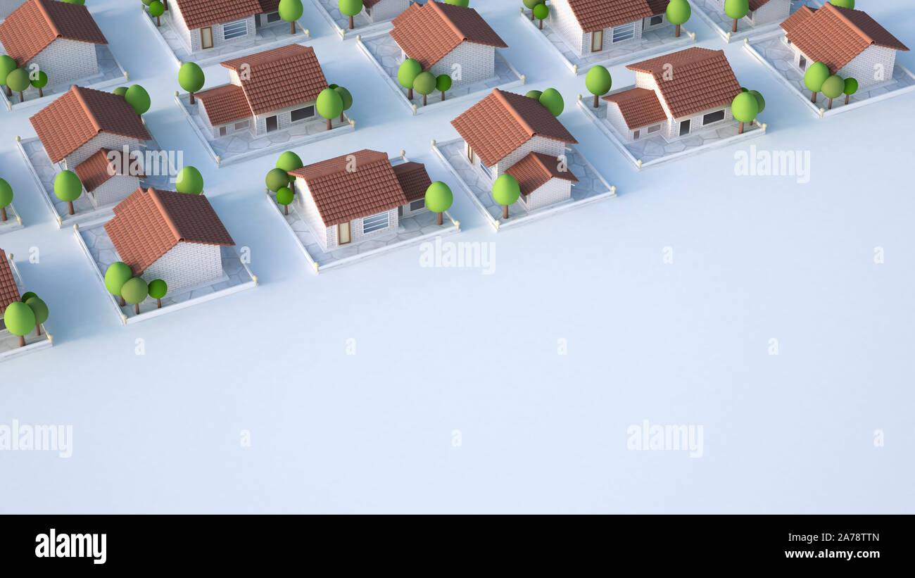 Cottage village. 3d rendering 3d illustration Stock Photo - Alamy