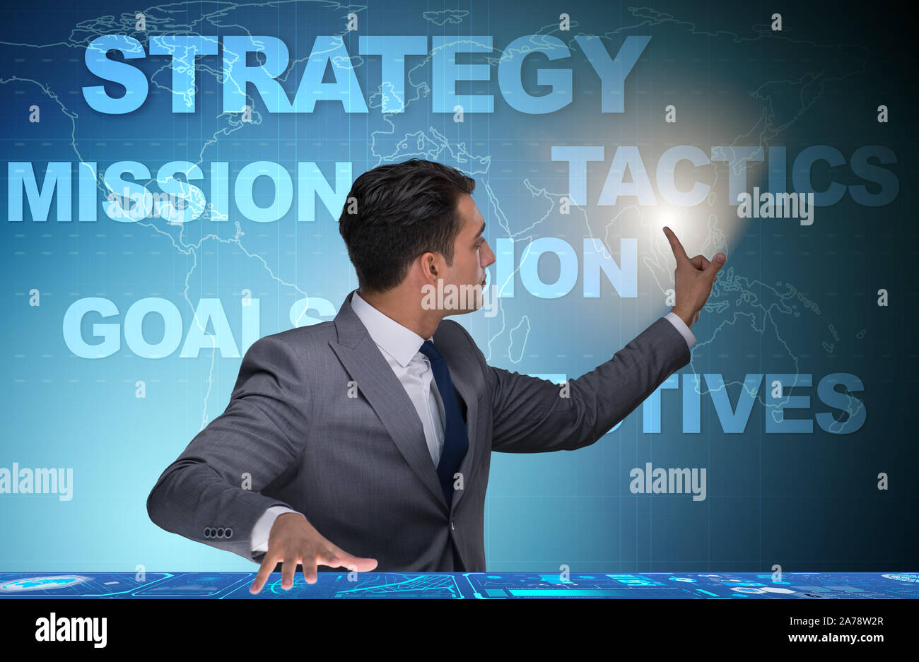 The businessman in strategic planning concept Stock Photo - Alamy