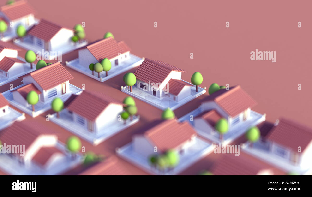 Cottage village. 3d rendering 3d illustration Stock Photo - Alamy