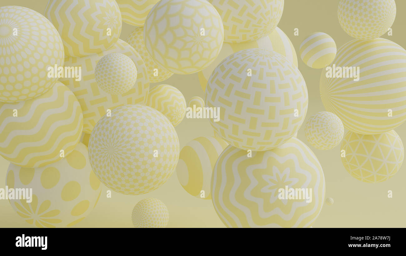 Yellow background with balls. 3d rendering, 3d illustration Stock Photo ...
