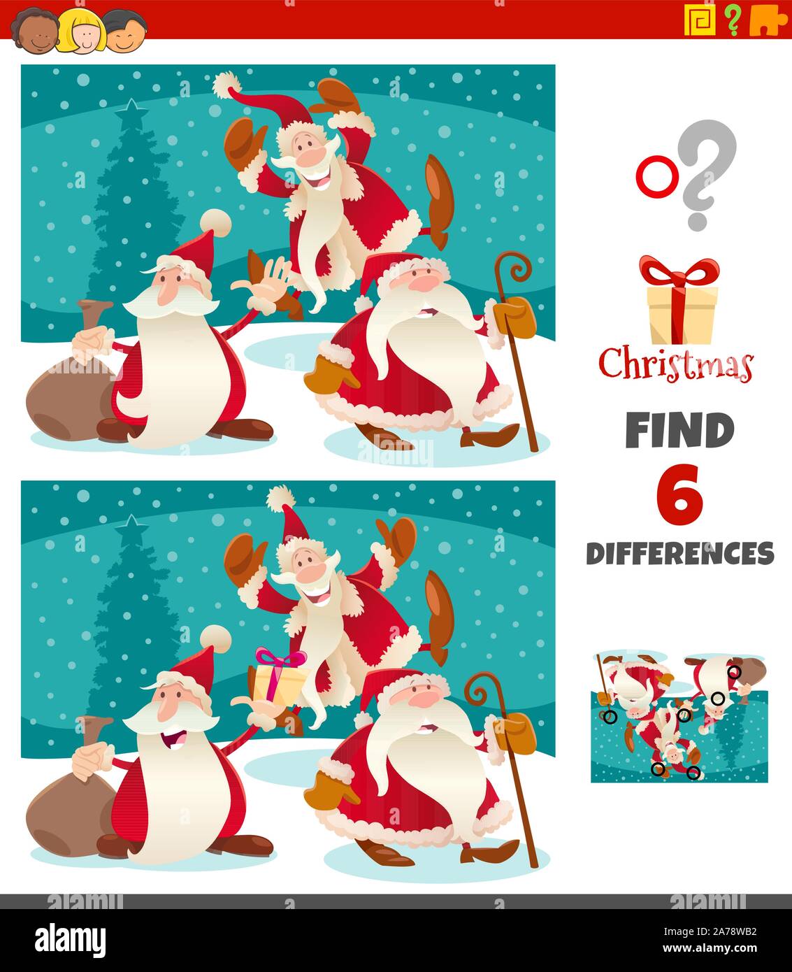 Cartoon Illustration of Finding Differences Between Pictures ...