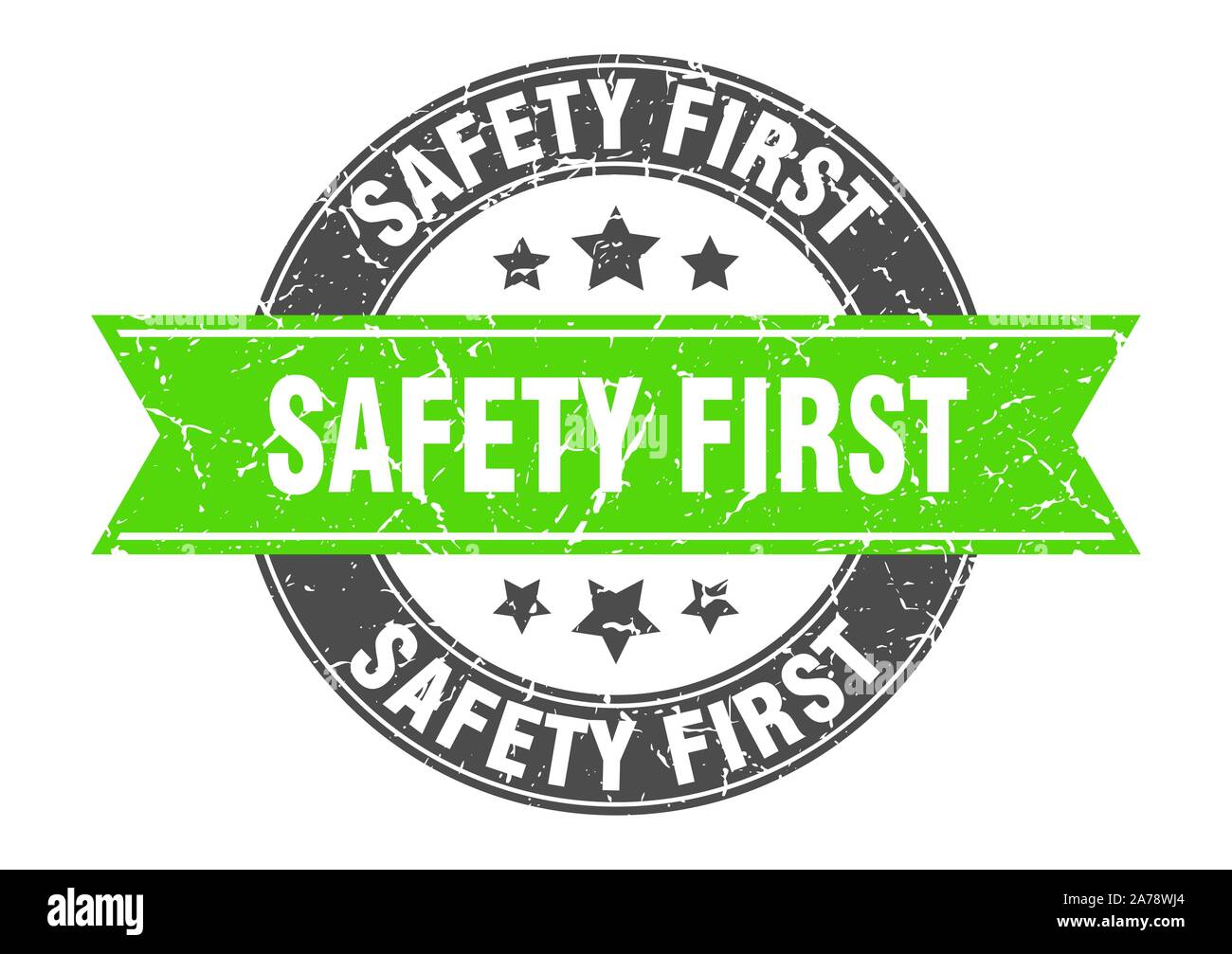 safety first round stamp with green ribbon. safety first Stock Vector ...