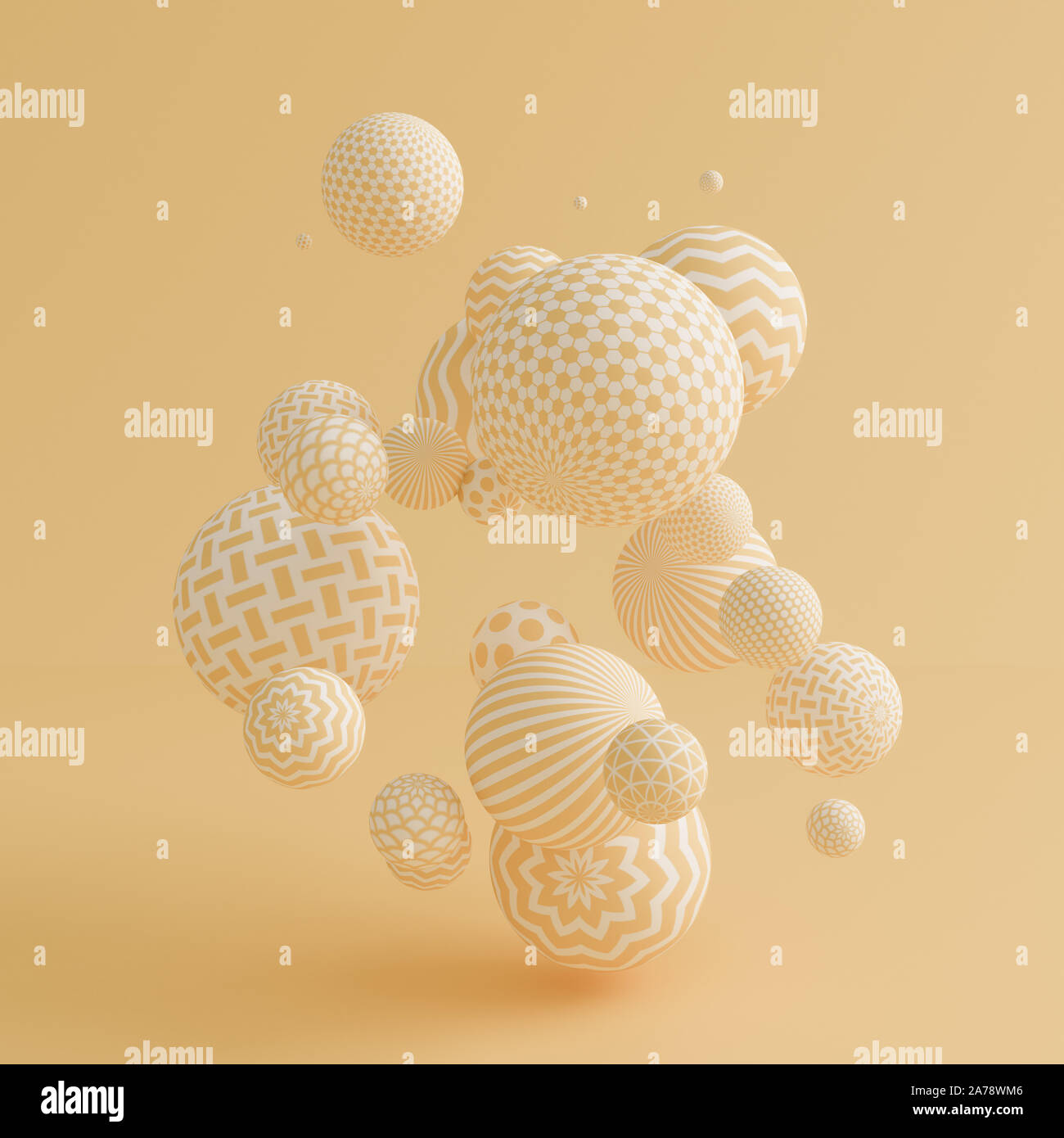 Yellow background with balls. 3d rendering, 3d illustration Stock Photo ...