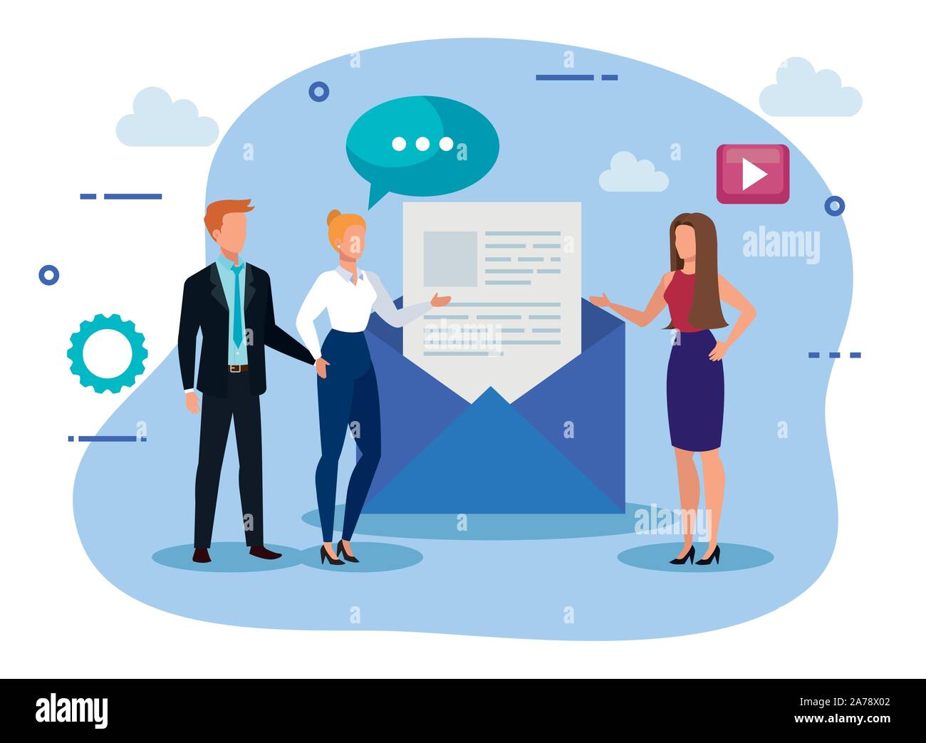 group of business people with envelope and icons Stock Vector Image ...