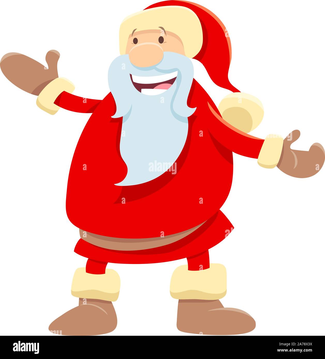 Cartoon Illustration of Funny Santa Claus Christmas Character or Man in ...