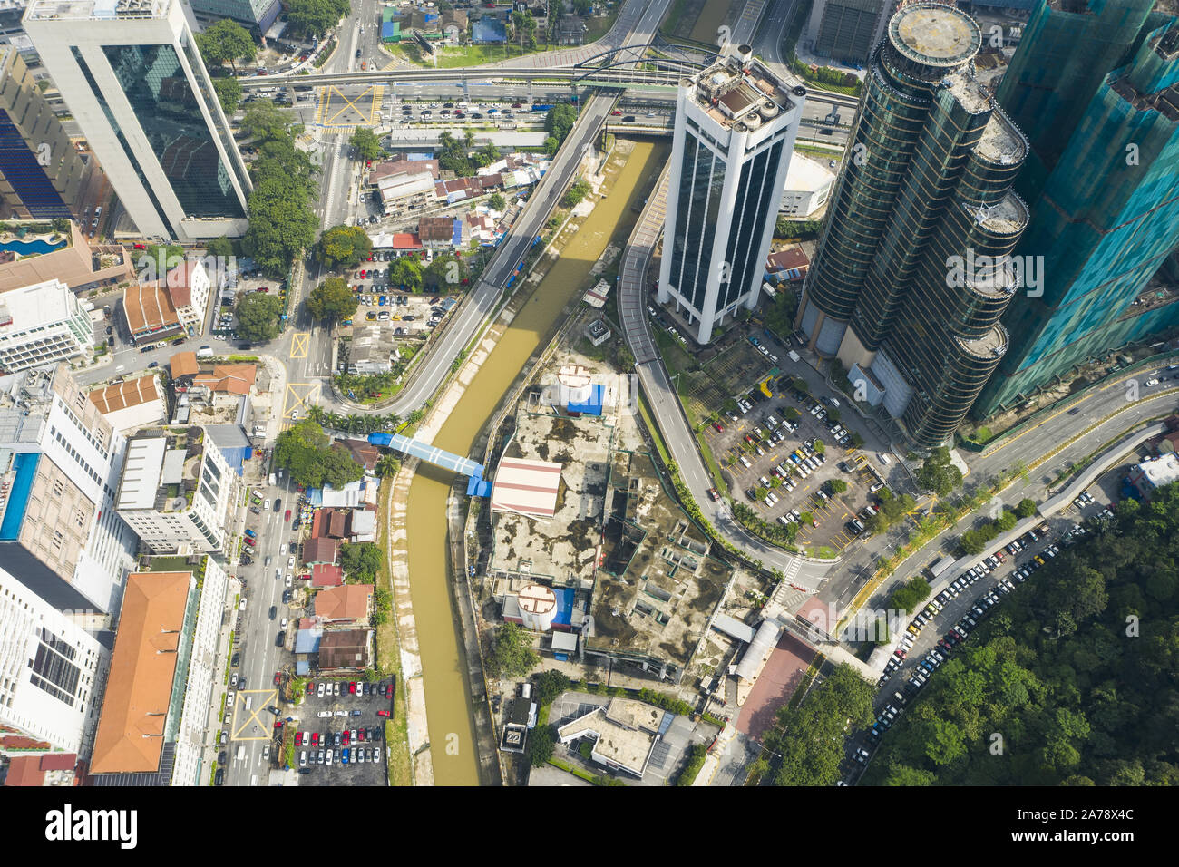 View from above, stunning aerial view of Kuala Lumpur city with the ...
