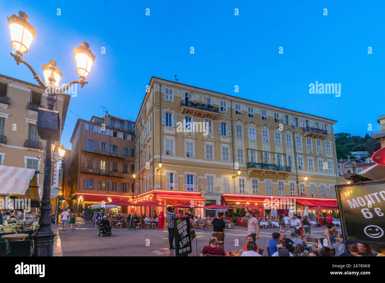 Place Charles Félix, bars and restaurants in the evening , Nice, France ...