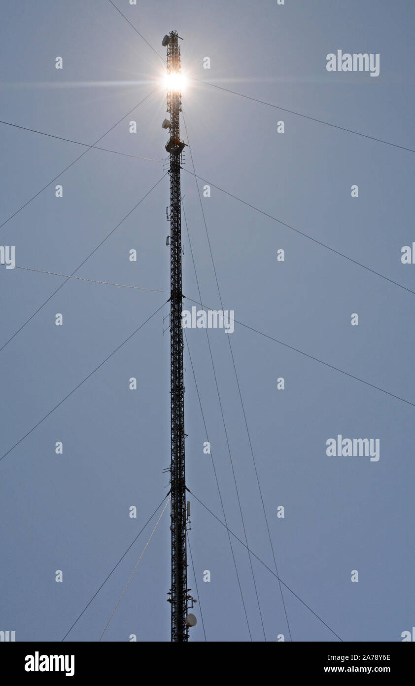 Transmitter mast at North Hessory Tor on Dartmoor, devon Stock Photo ...