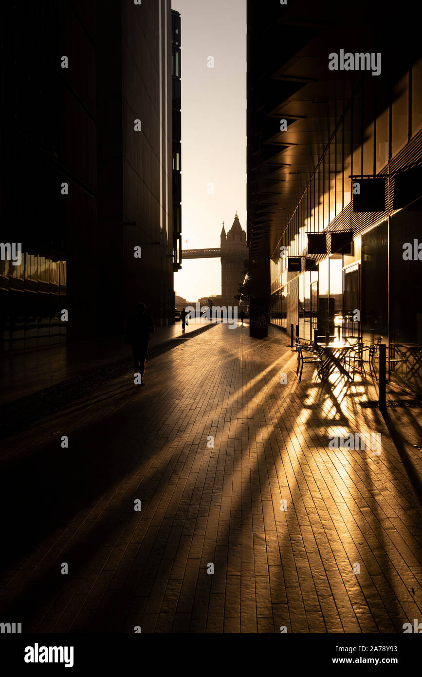 Summer sunrise at More London Place by the Riverside on the Southbank ...