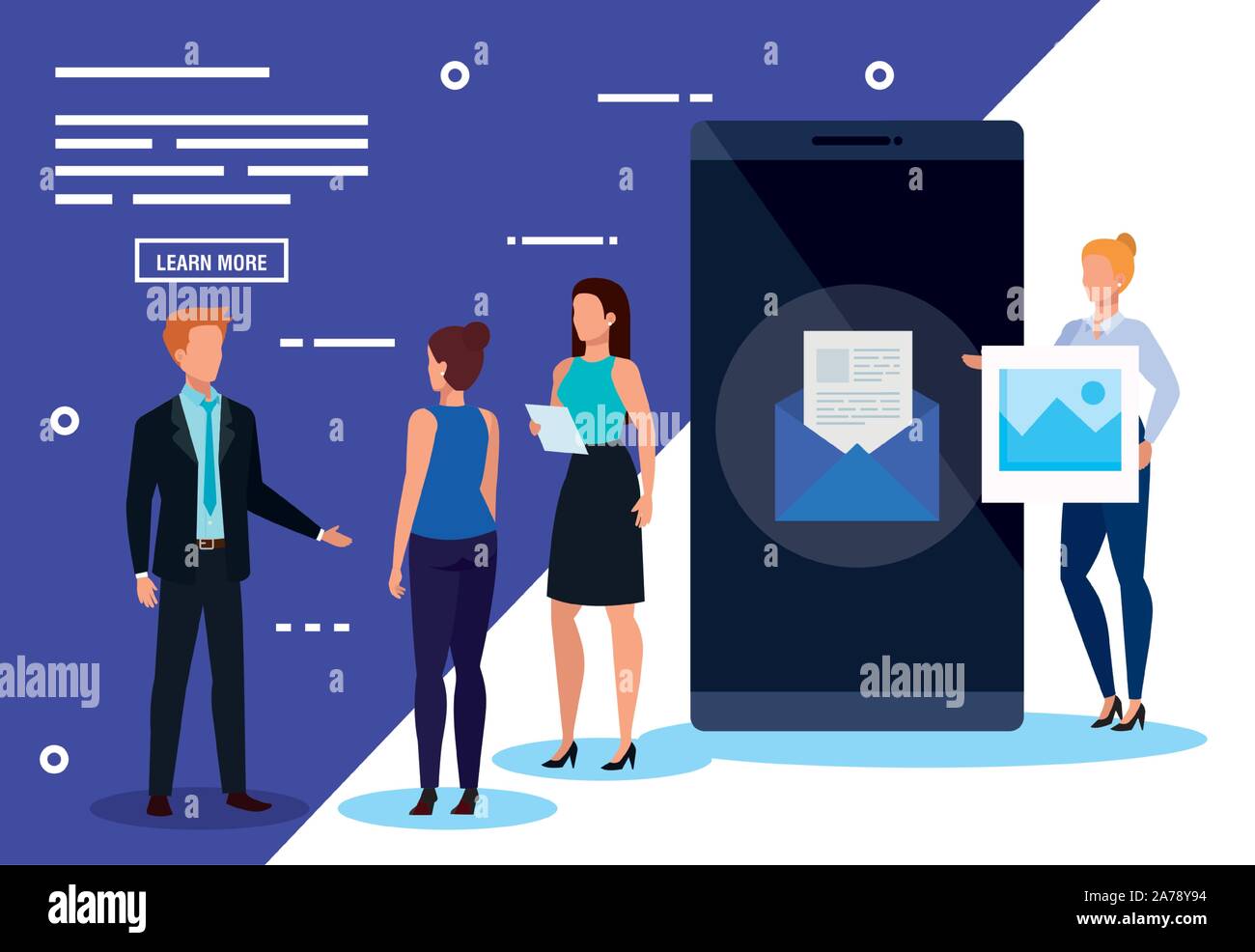 business people with smartphone and icons Stock Vector Image & Art - Alamy