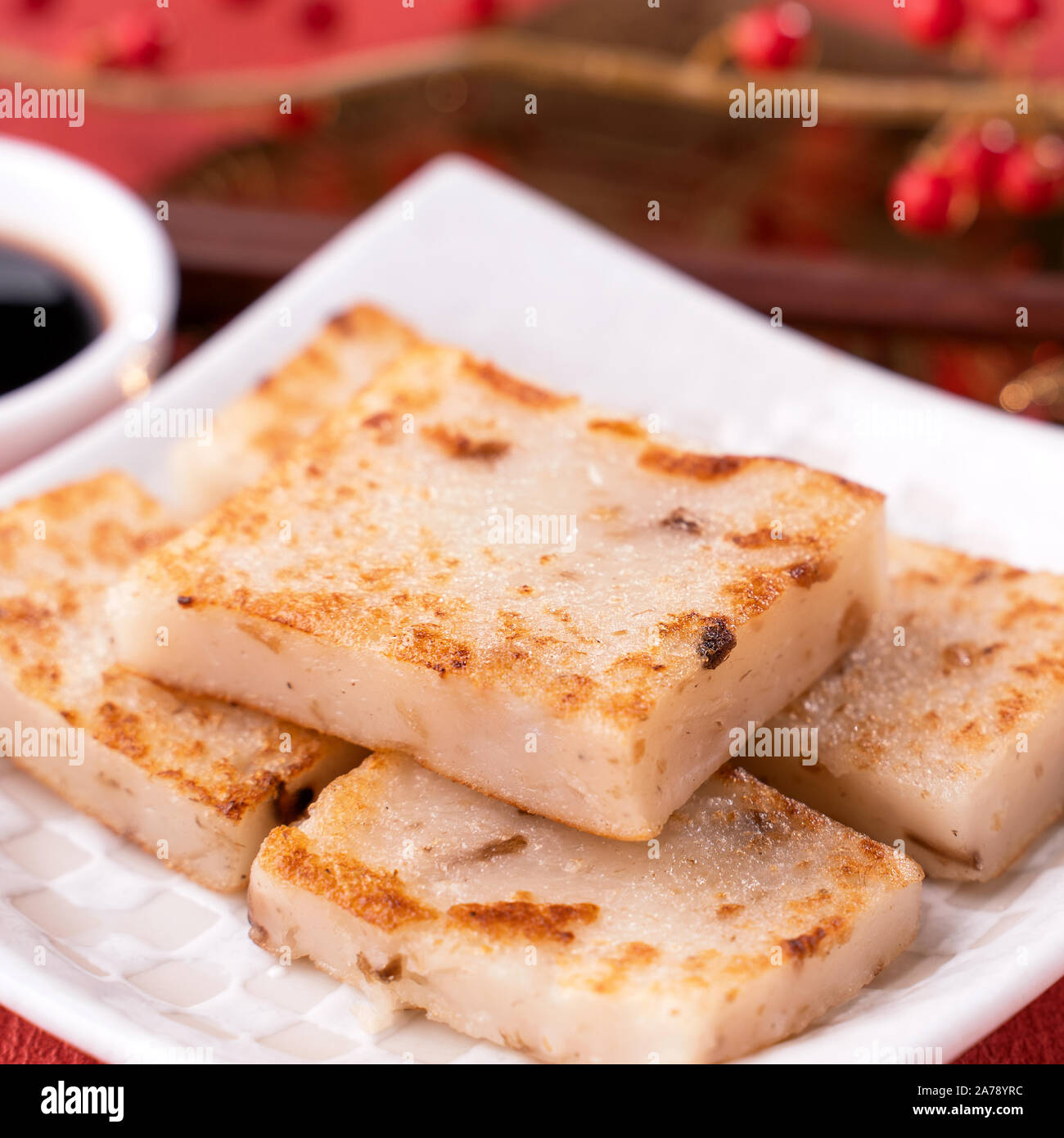 Chinese lunar new year food concept, Delicious turnip radish cake ...