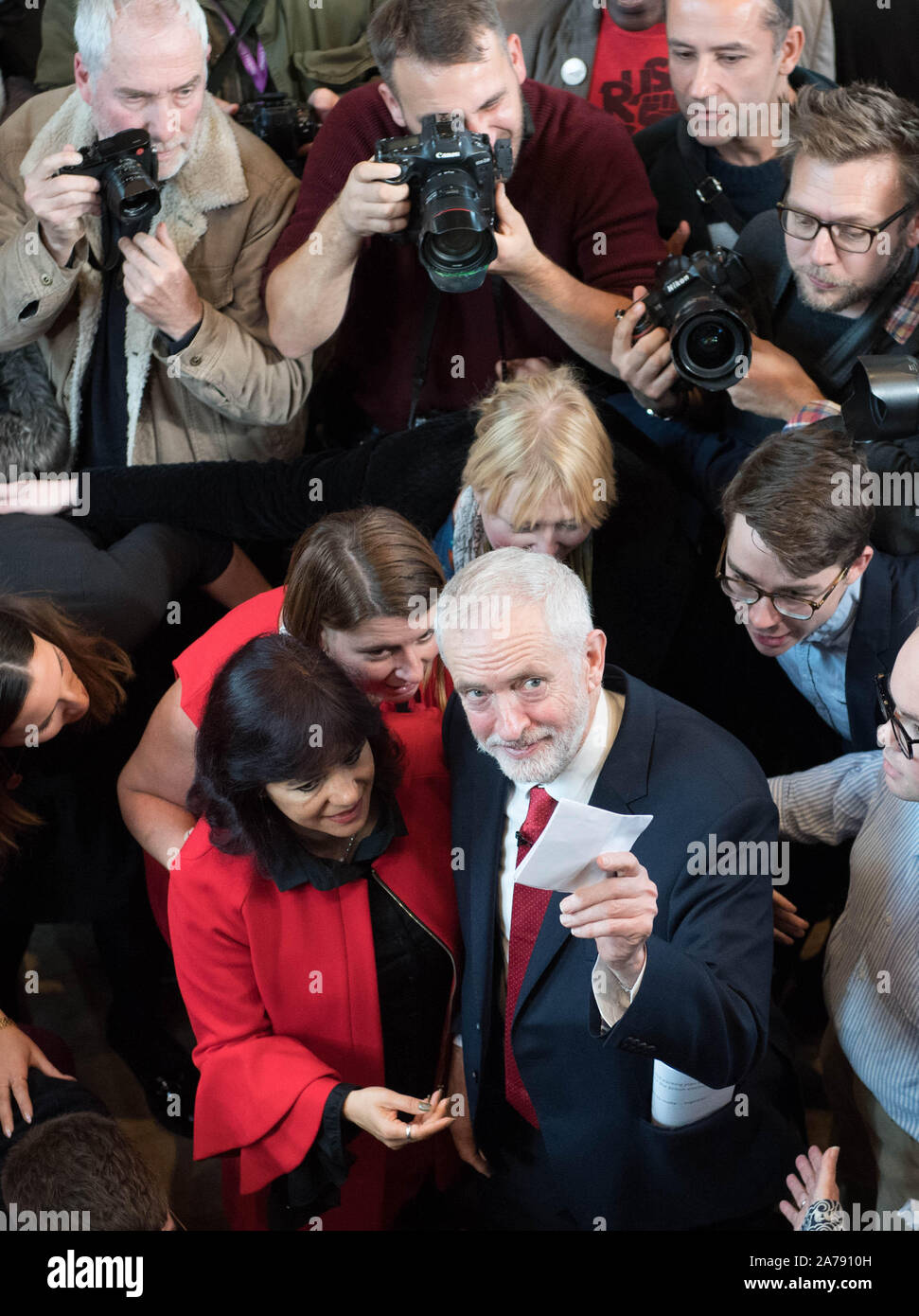 Labour Leader Jeremy Corbyn (front centre with wife Laura Alvarez ...