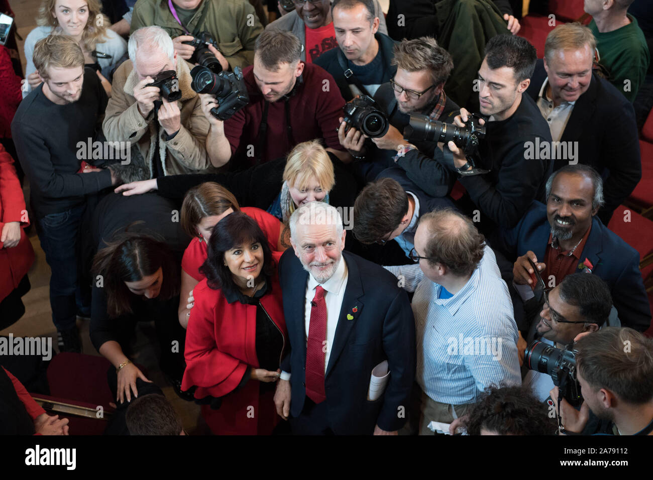 Labour Leader Jeremy Corbyn (front centre with wife Laura Alvarez ...