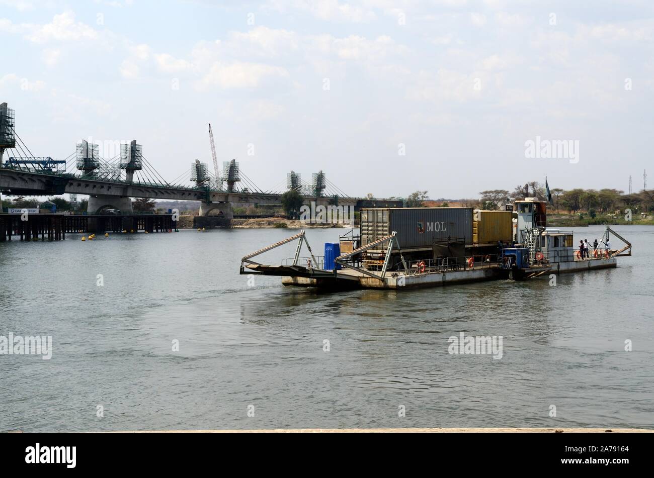 Kanungula Ferry vehicle lorry cargo and passenger pontoon ferry across ...
