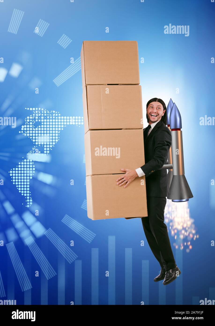 The businessman in global worldwide delivery service Stock Photo - Alamy