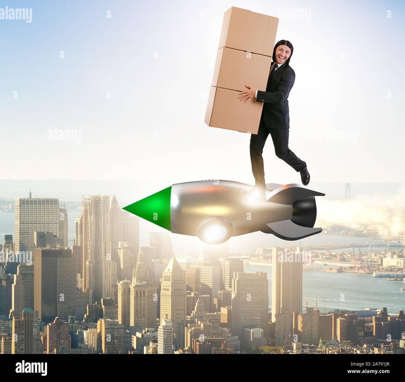 The businessman in fast delivery service Stock Photo - Alamy