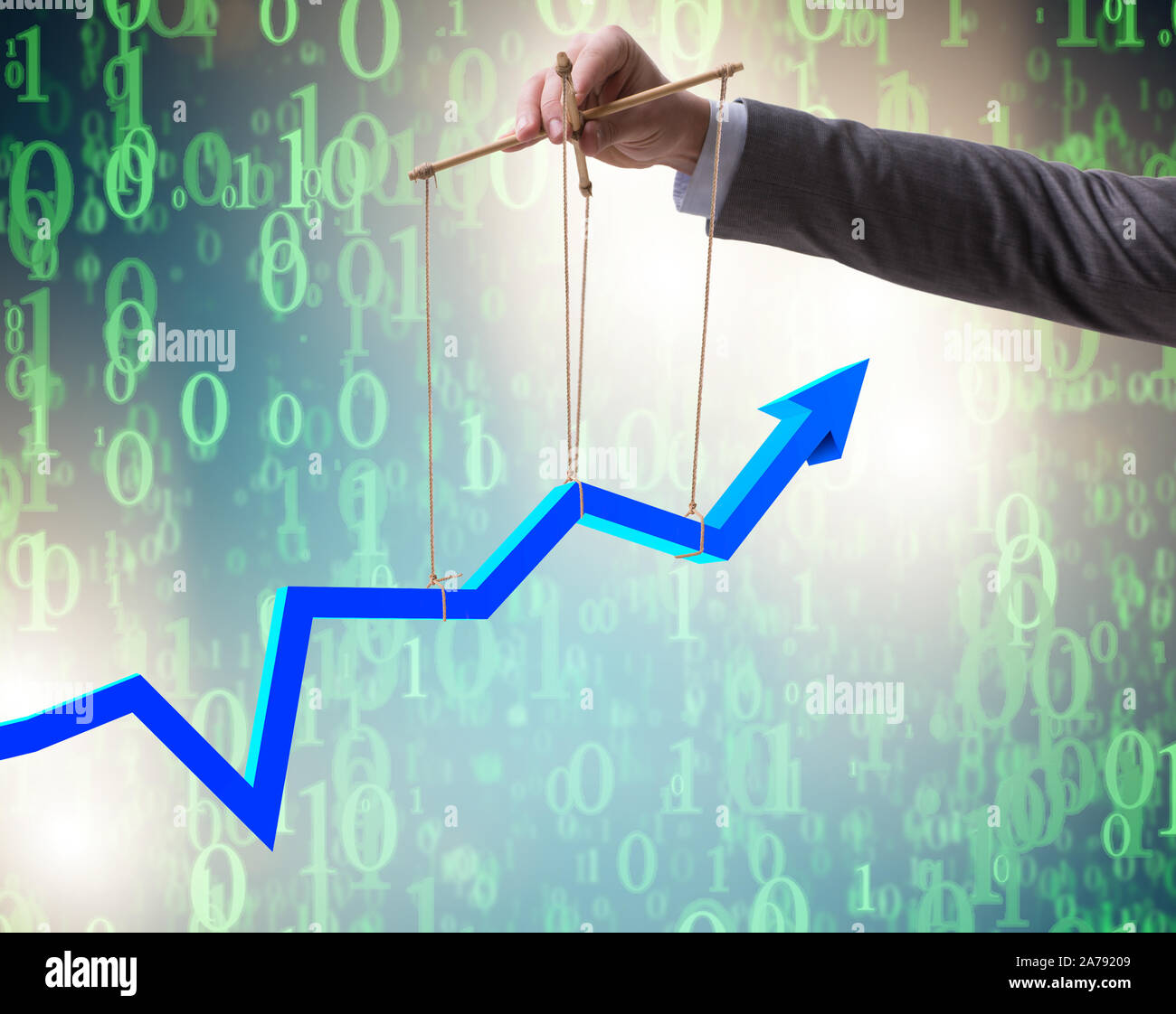 The hand supporting the growth chart line Stock Photo - Alamy