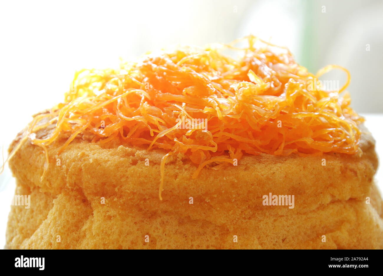 egg golden threads cake on plate Stock Photo - Alamy
