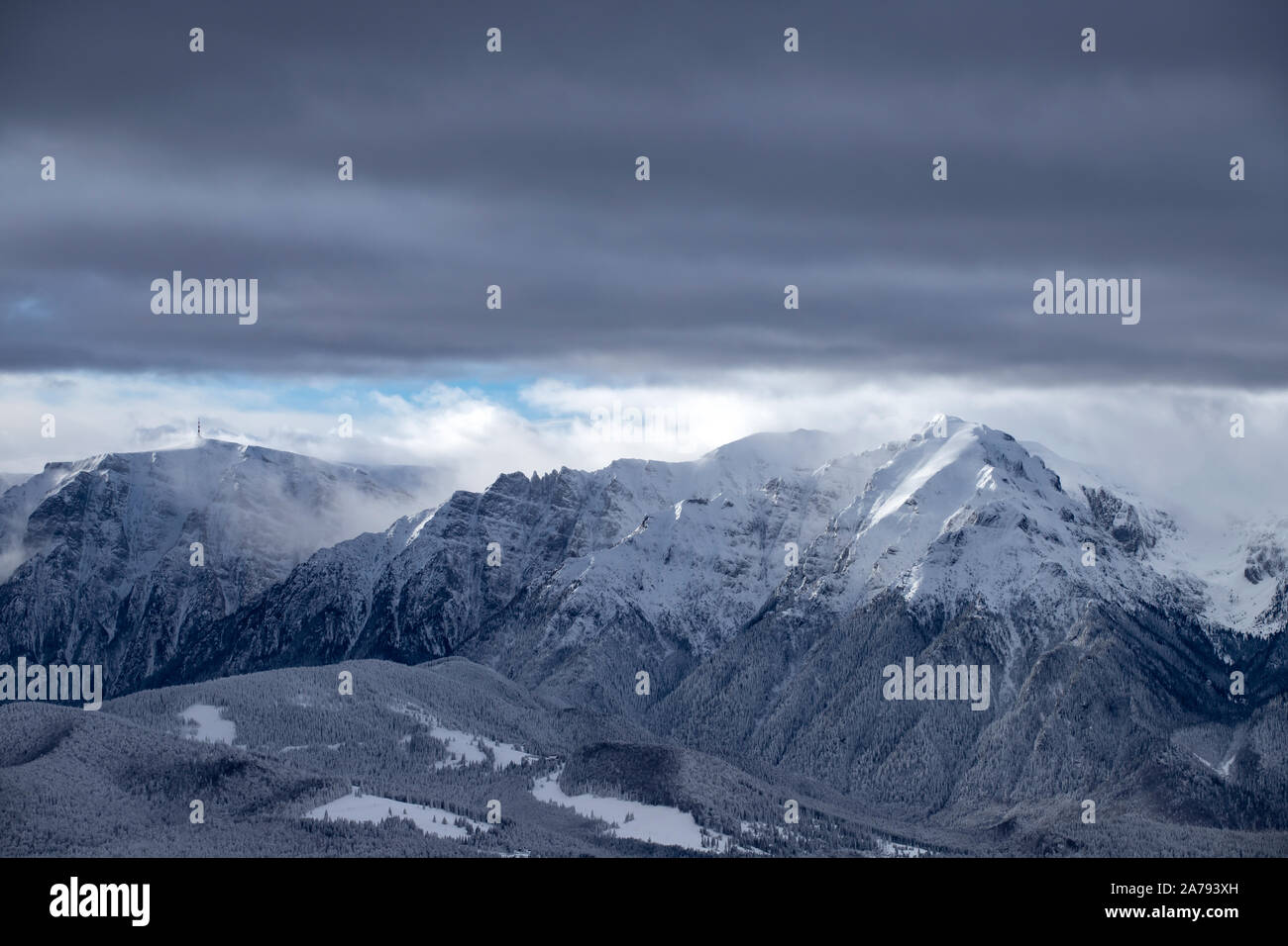 Bucegi mountains viewed from Postavarul peak, Brasov, Transylvania ...