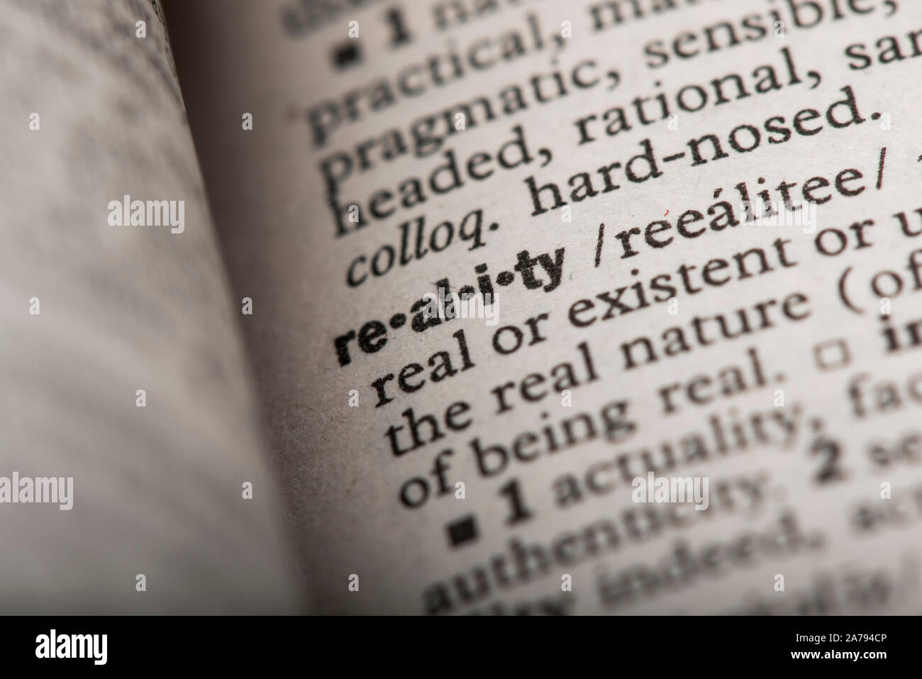 Definition of "Reality" in a Dictionary Stock Photo - Alamy