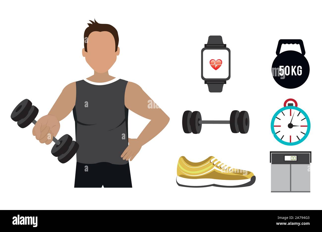 man with set icons fitness Stock Vector Image & Art - Alamy