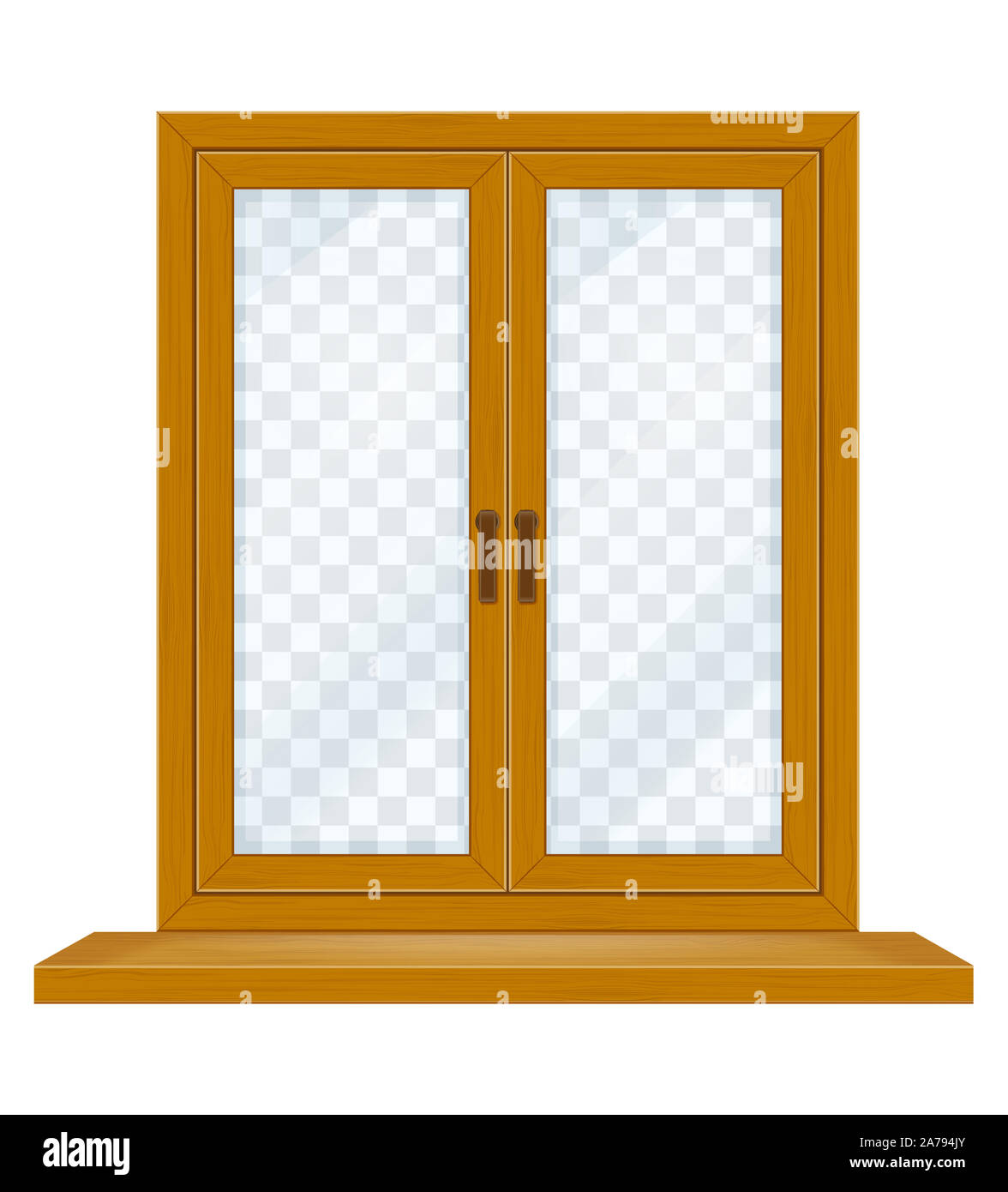 closed wooden window with transparent glass for design vector ...