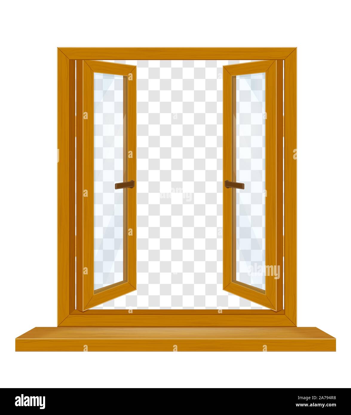 open wooden window with transparent glass for design vector ...