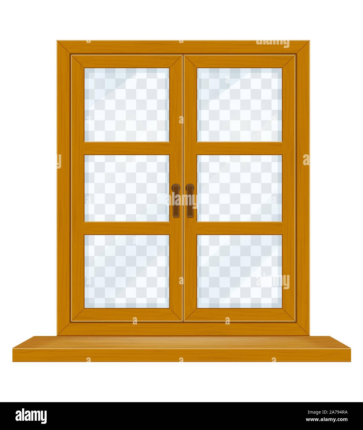 closed wooden window with transparent glass for design vector ...