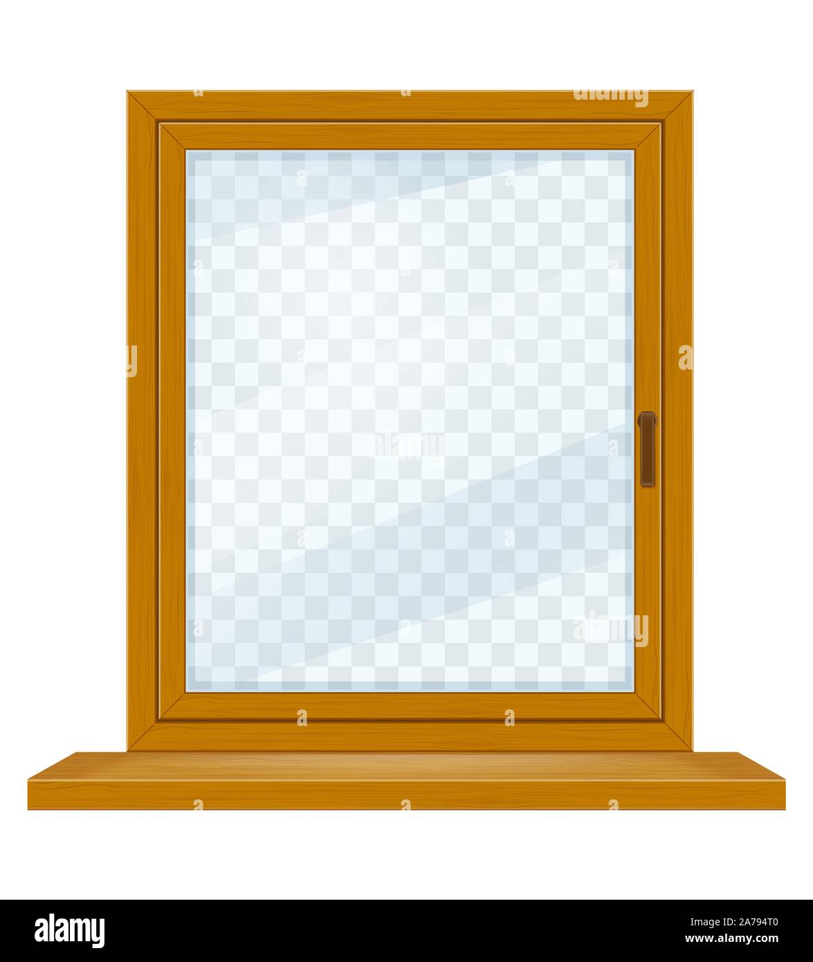closed wooden window with transparent glass for design vector ...
