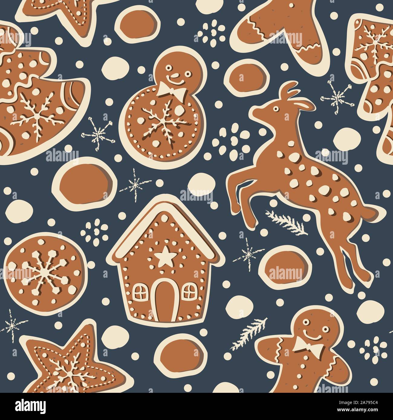 Gingerbread cookie seamless background. Creative Design. Vector ...