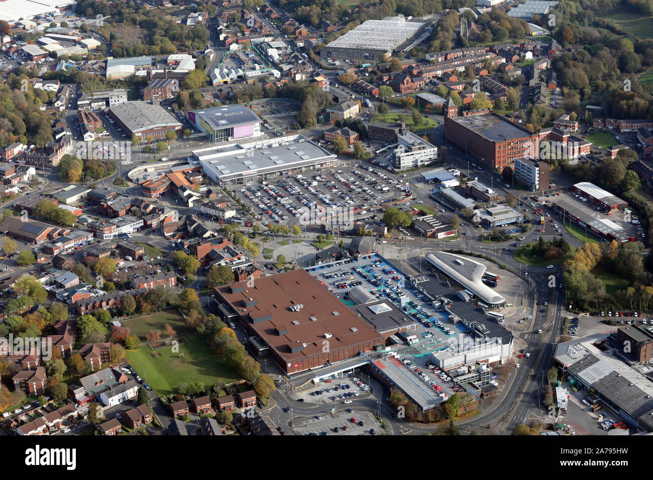 aerial view of Middleton town centre, Greater Manchester Stock Photo ...