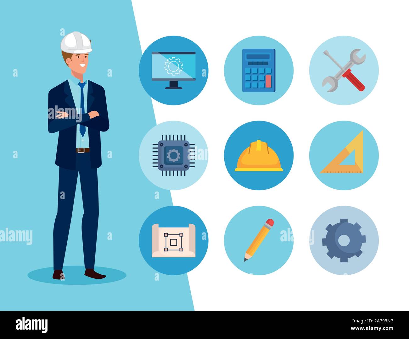 Engineer and calculator Stock Vector Images - Alamy