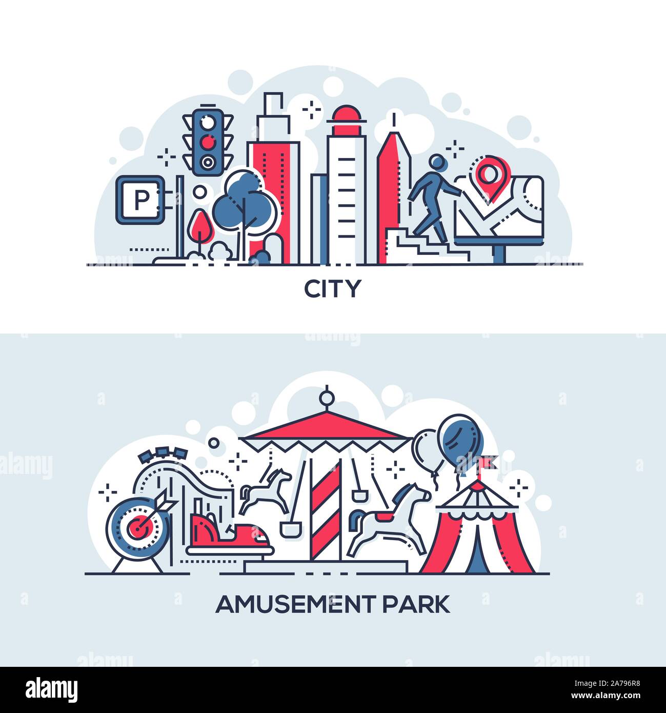 Modern city and amusement park banner template Stock Vector Image & Art ...