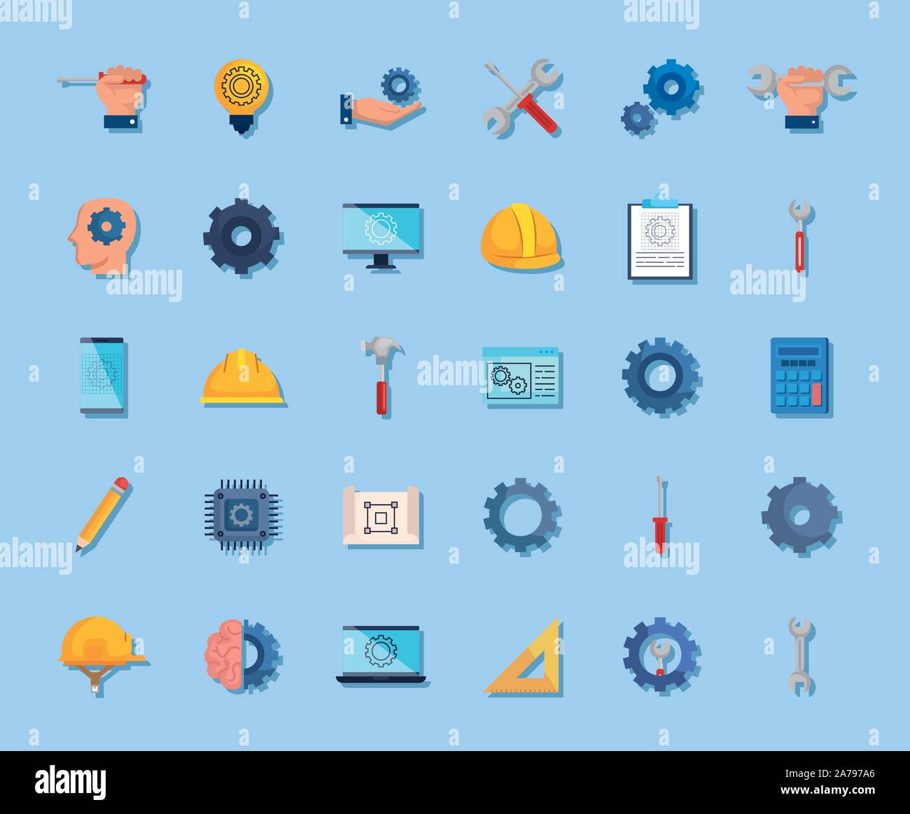 bundle of engineering set icons Stock Vector Image & Art - Alamy